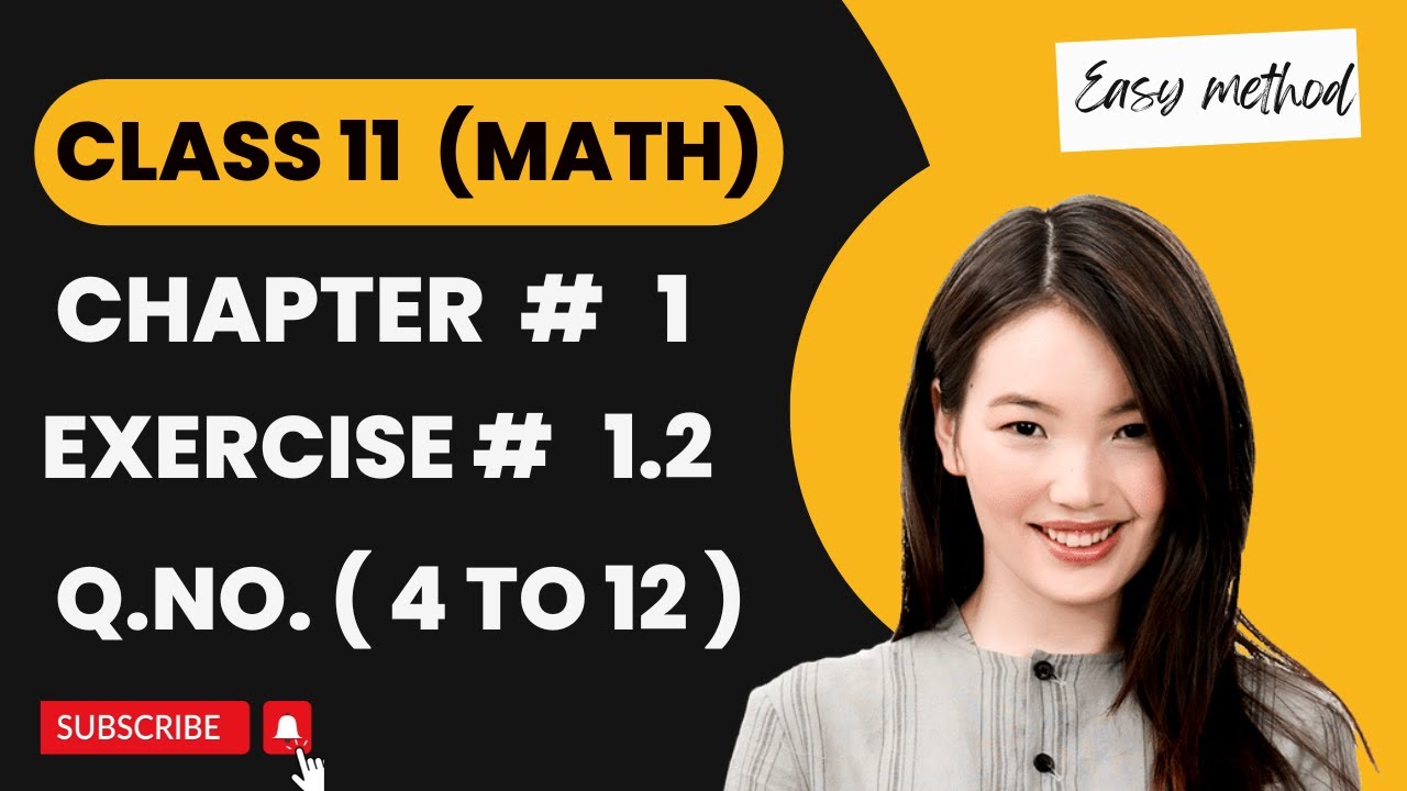 11th Class Math Chapter 1 Exercise 1.2 Question 4 to 12 || Complete Solution - YouTube