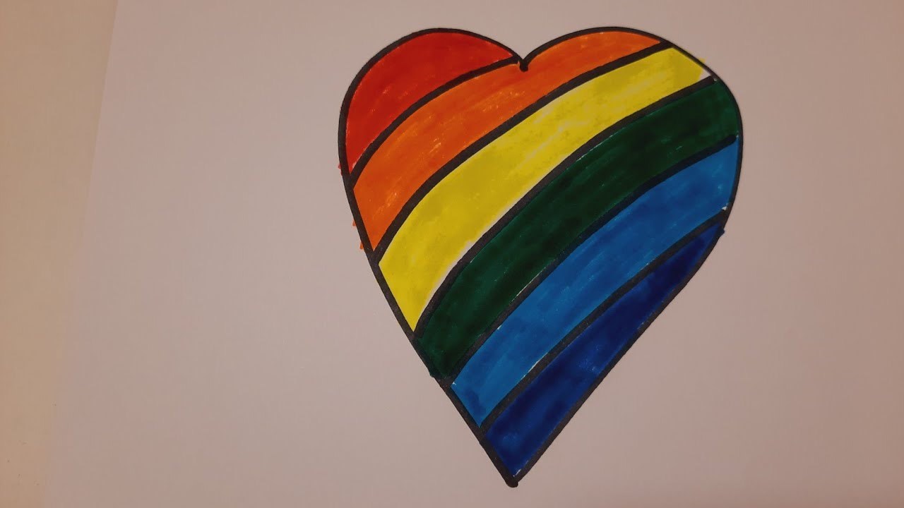 Rainbow Heart Drawing & Coloring /Rainbow Heart Drawing Tutorial - YouTube
