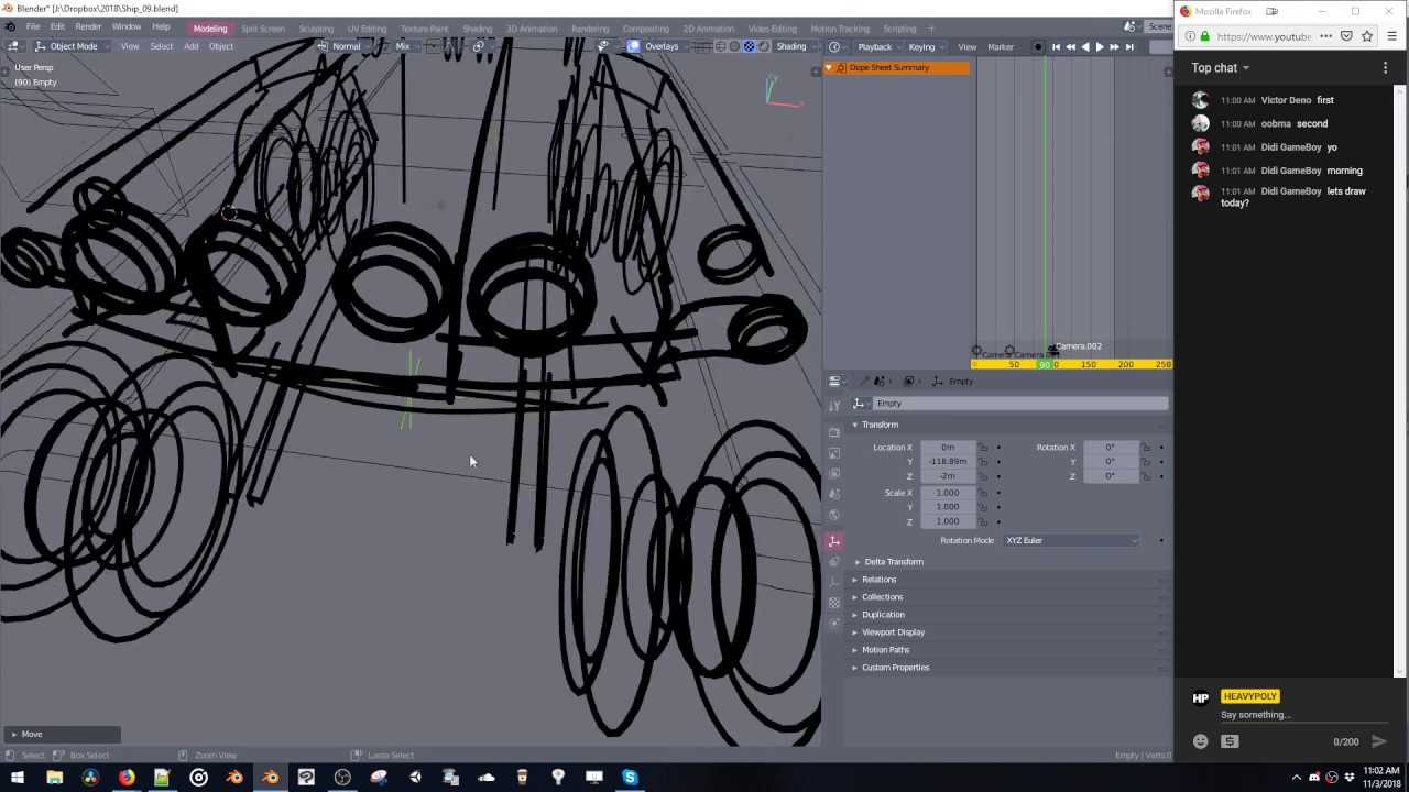 Blender 2.8 Grease Pencil Spaceship | HEAVYPOLY Livestream - YouTube