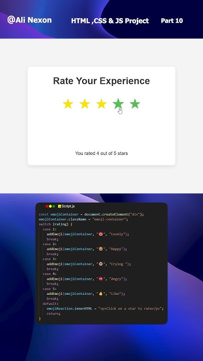 Star Rating with Emoji Reaction | HTML CSS JavaScript Part_10 - YouTube