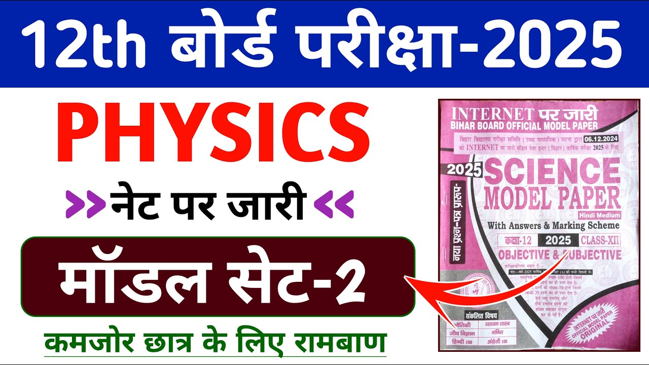 class 12th Official model set-2 2025 physics || class 12th physics ...