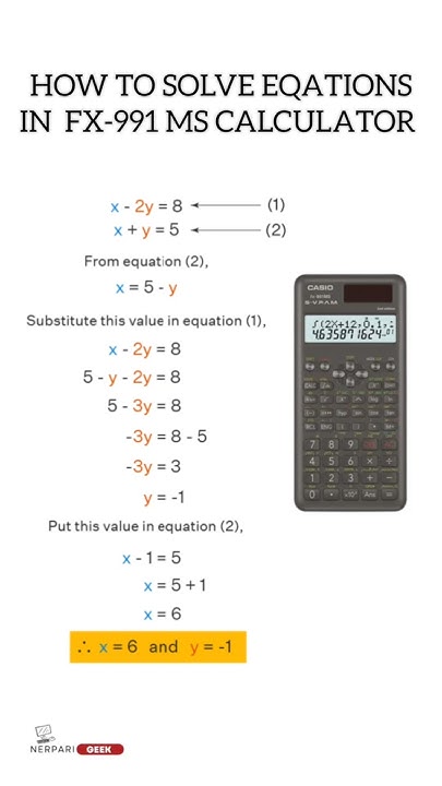 How to solve equations in fx-991 ms calculator || Equations solving by using fx-991 in telugu ...