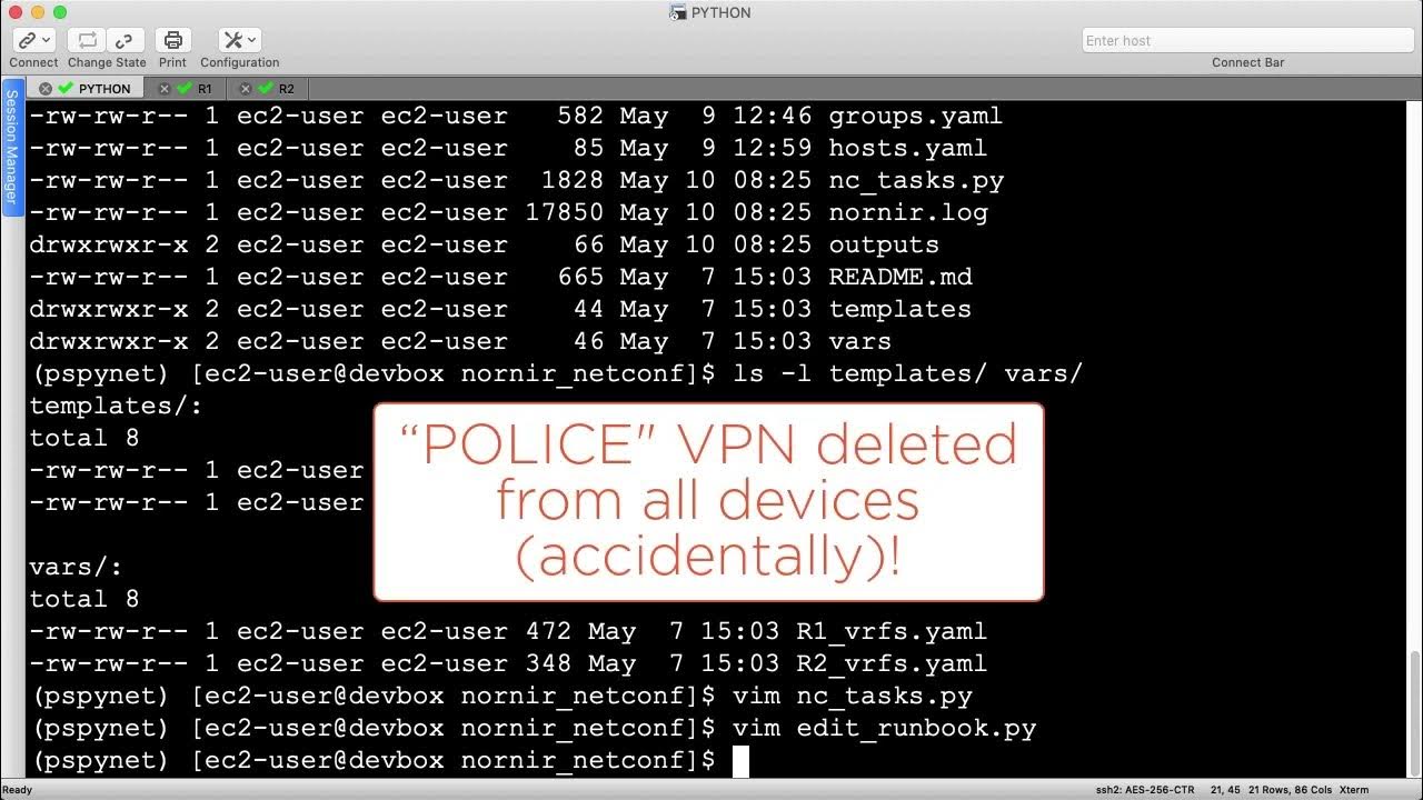 Pluralsight Sample - Demo: Storing VRF Configurations using NETCONF and Nornir - YouTube