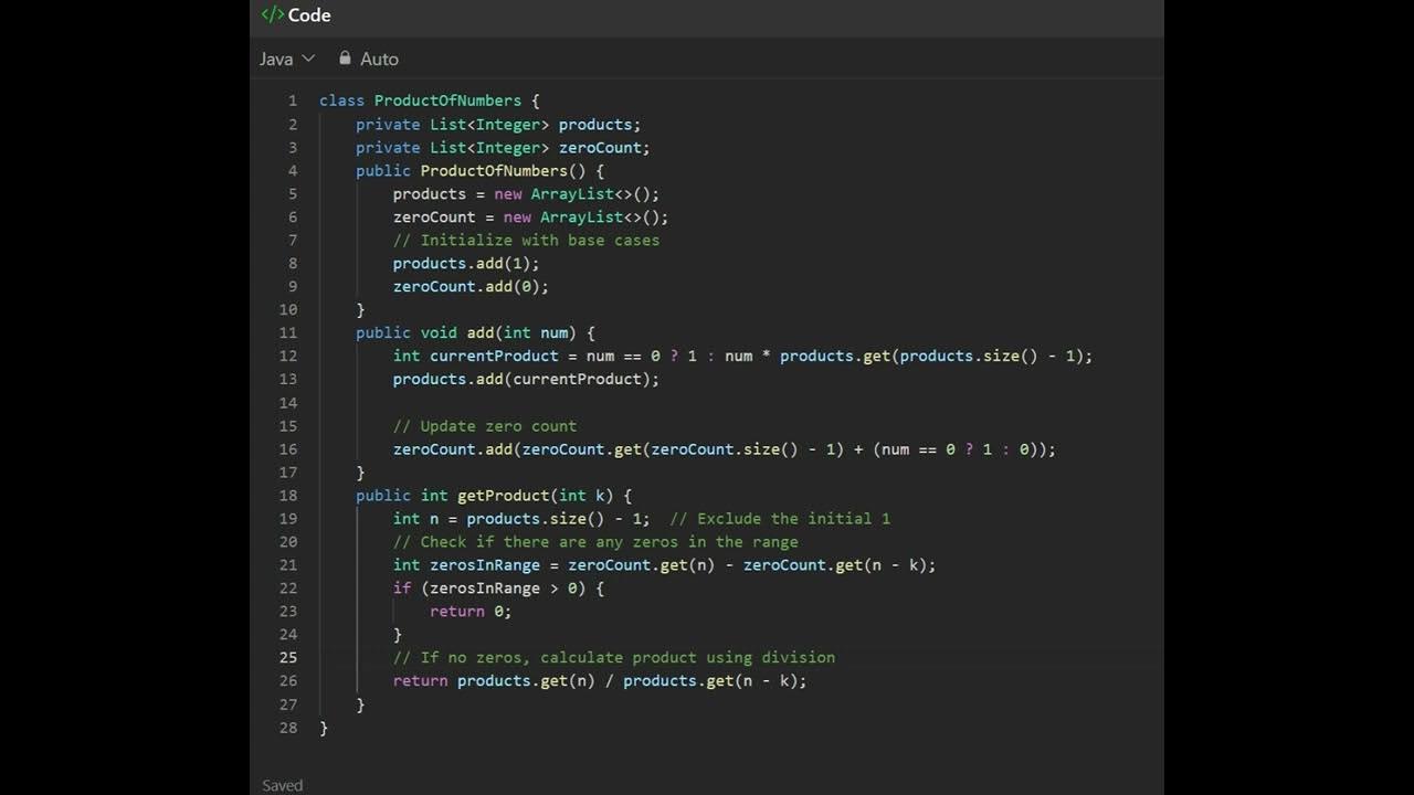1352 Product of the Last K Numbers - YouTube