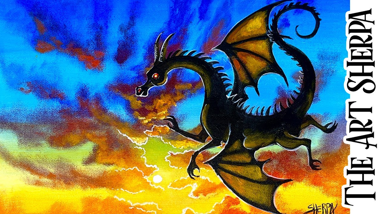 I paint a Dragon 🌟🎨 How to paint acrylics for beginners: Paint Night at ...