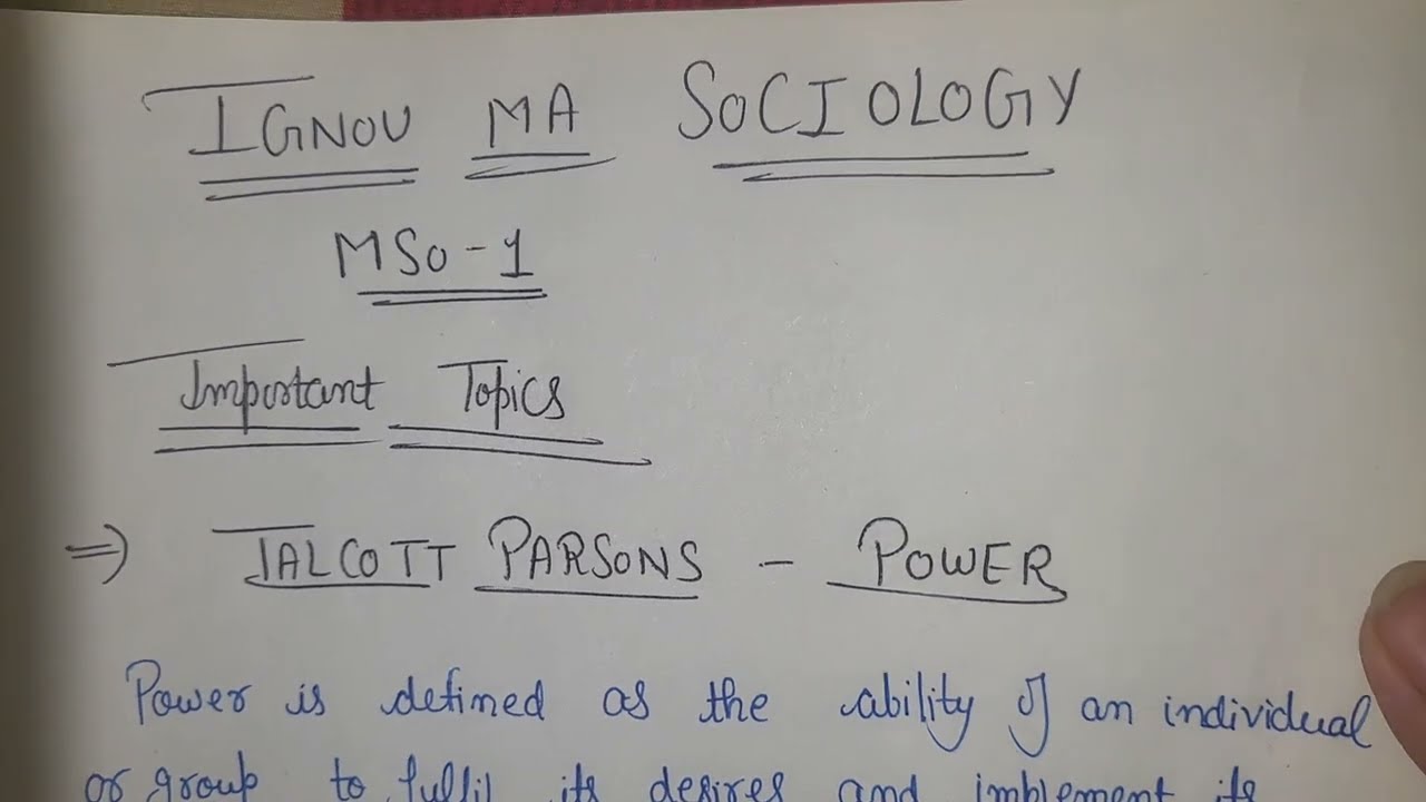 IGNOU MA SOCIOLOGY MSO 1 IMP TOPICS POWER Talcott Parson ignou-ma-sociology-mso-1-imp-topics-power-talcott-parson