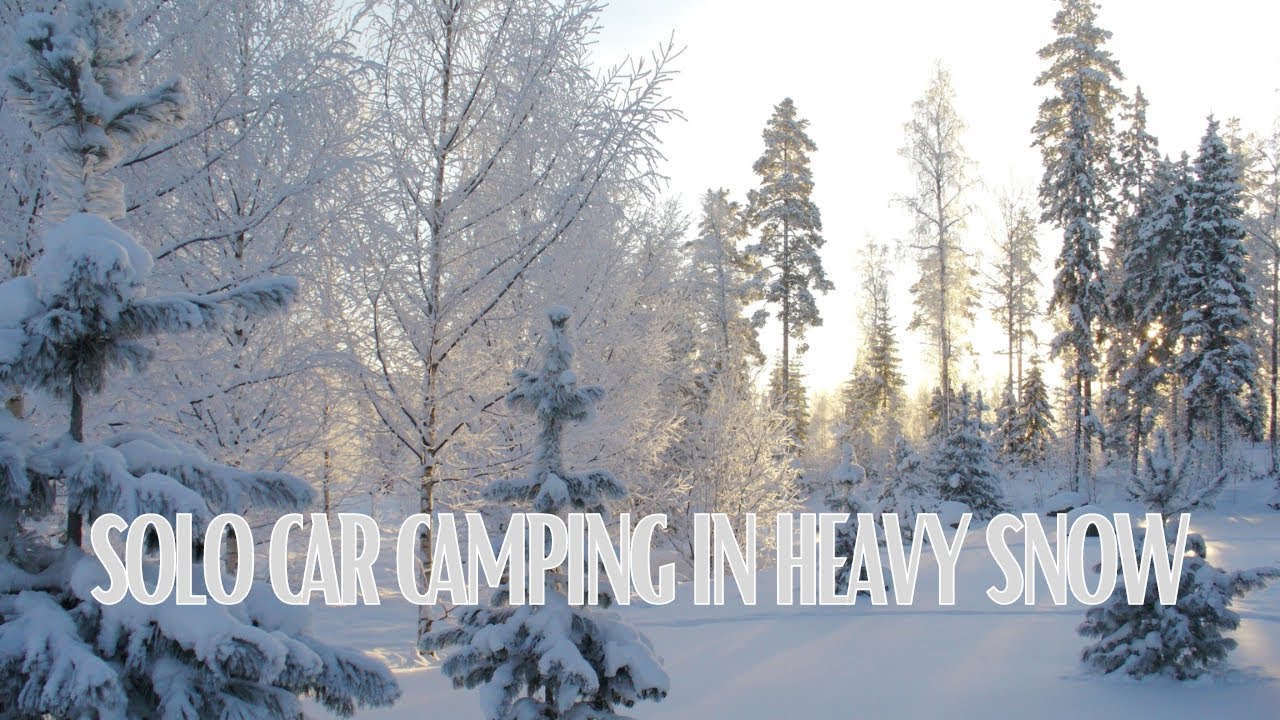 Solo Car Camping In Heavy Snow | Spending the winter night alone in a ...