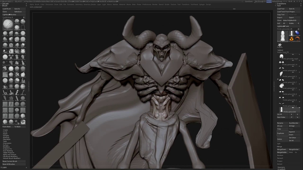 UNDEAD KNIGHT PART 1 Zbrush Sculpt Timelapse Main Shapes Basic pose ...