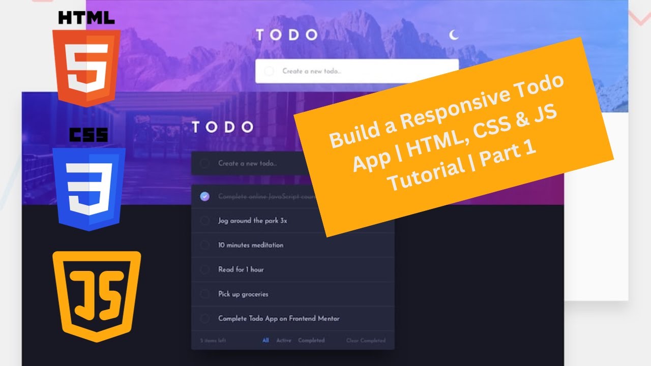 Responsive Todo App Tutorial With Html Css And Javascript Frontend 3315