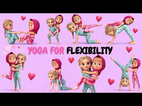 Elsa & Masha Girls Yoga for Flexibility | 8-Minute Partner Stretching & Full Body Yoga