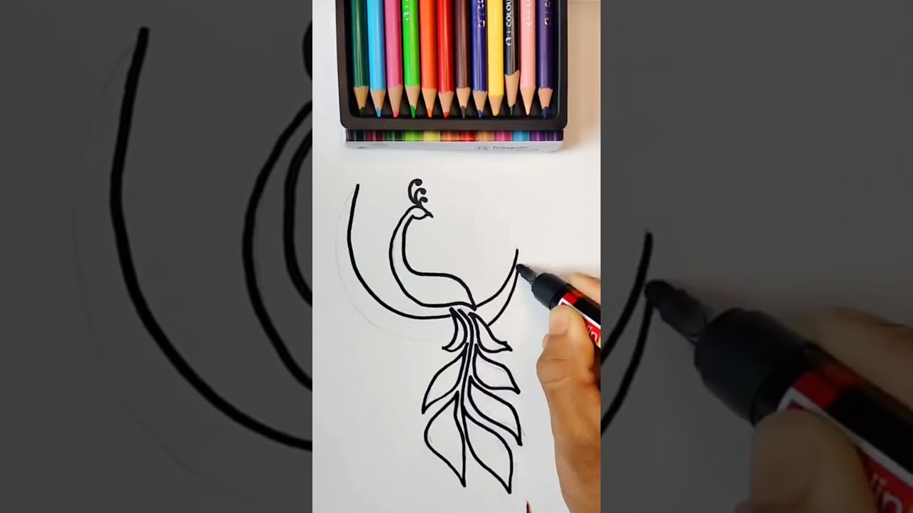 How to draw a peacock 🦚 || very easy peacock drawing || Muna Art # ...