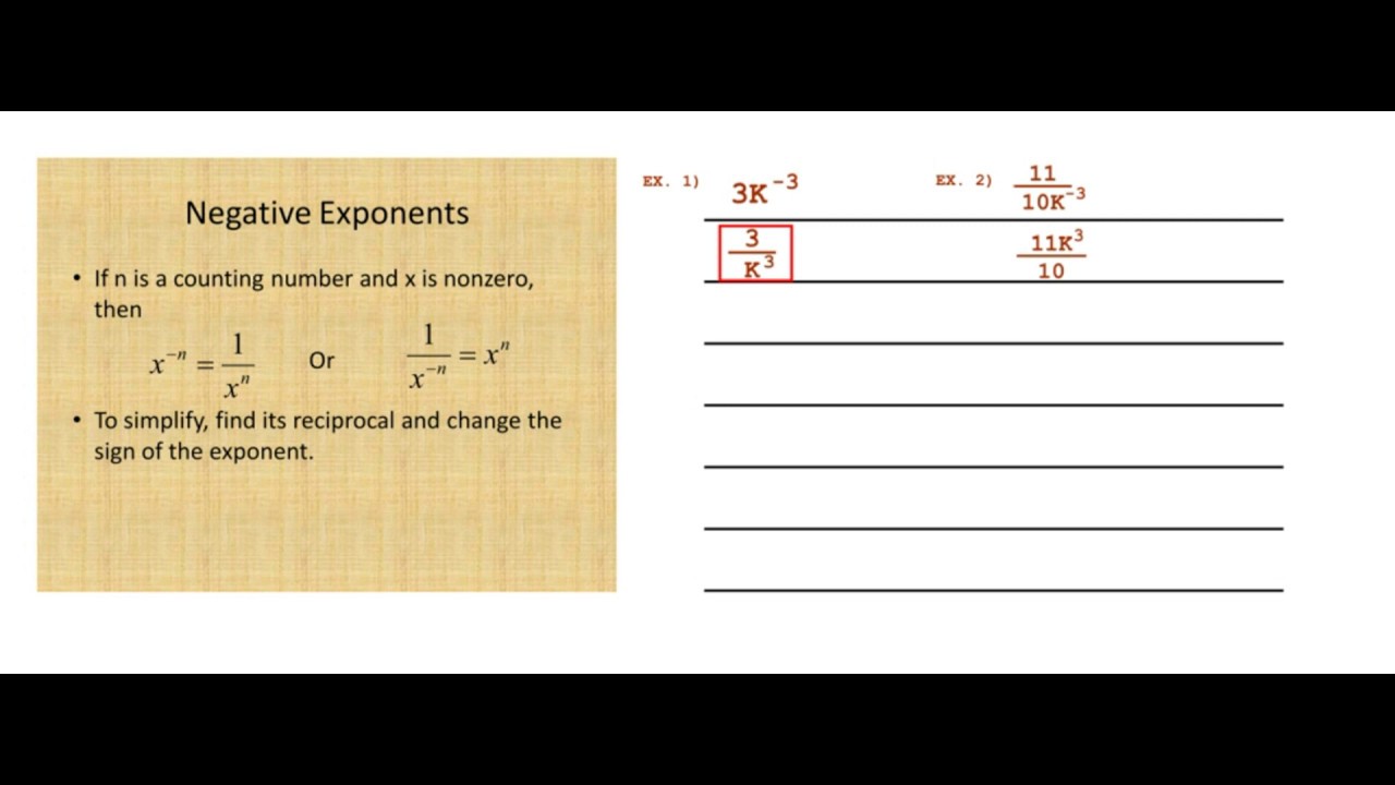 Review Negative Exponents Converted To Positive - YouTube