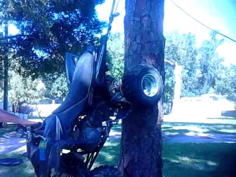 Winch pulling ATV up a tree - YouTube