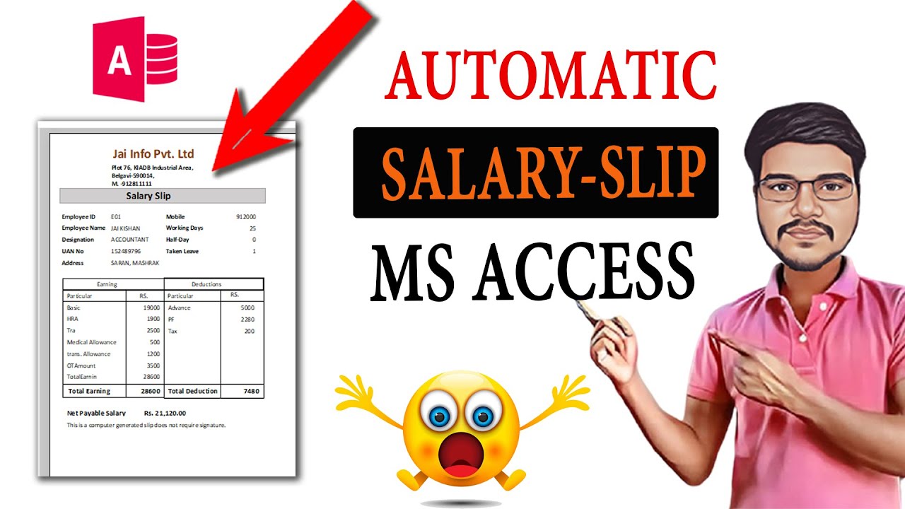आटोमेटिक Salary Slip कैसे बनायें 🔥 (Payroll)l in MS Access - YouTube
