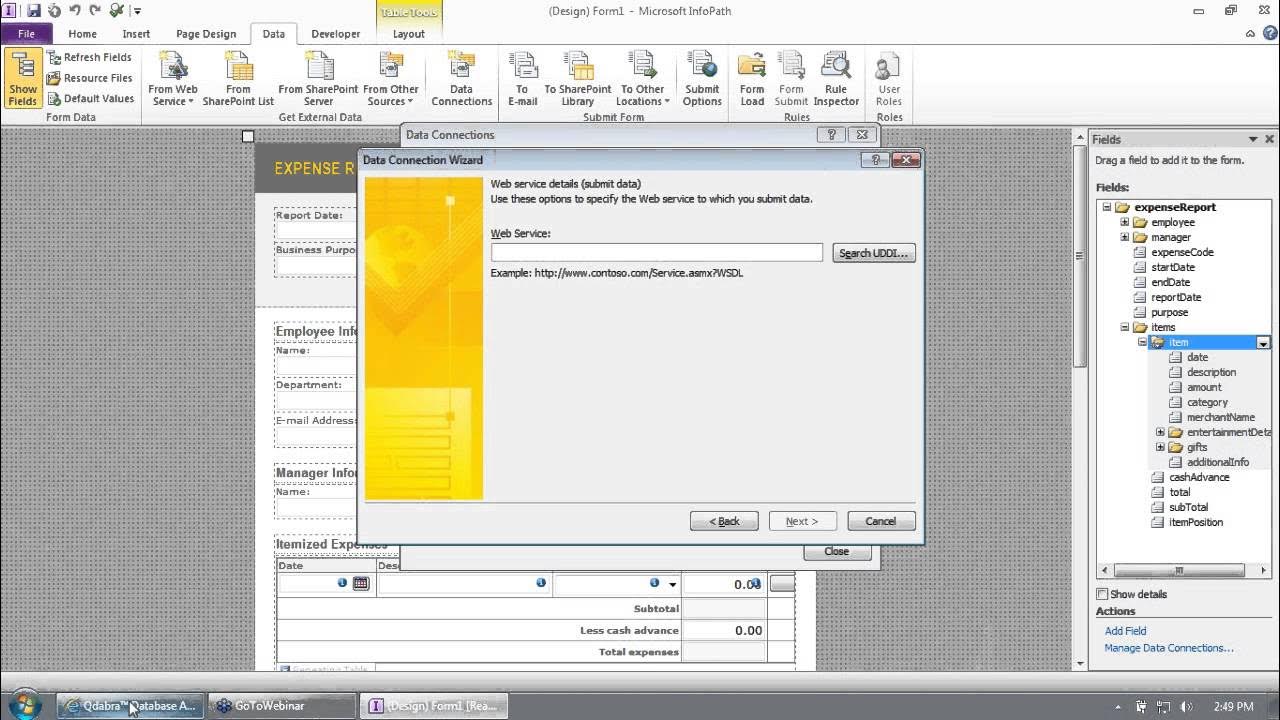 InfoPath: DBXL Training: Module 1 - Integrate a form with DBXL - YouTube