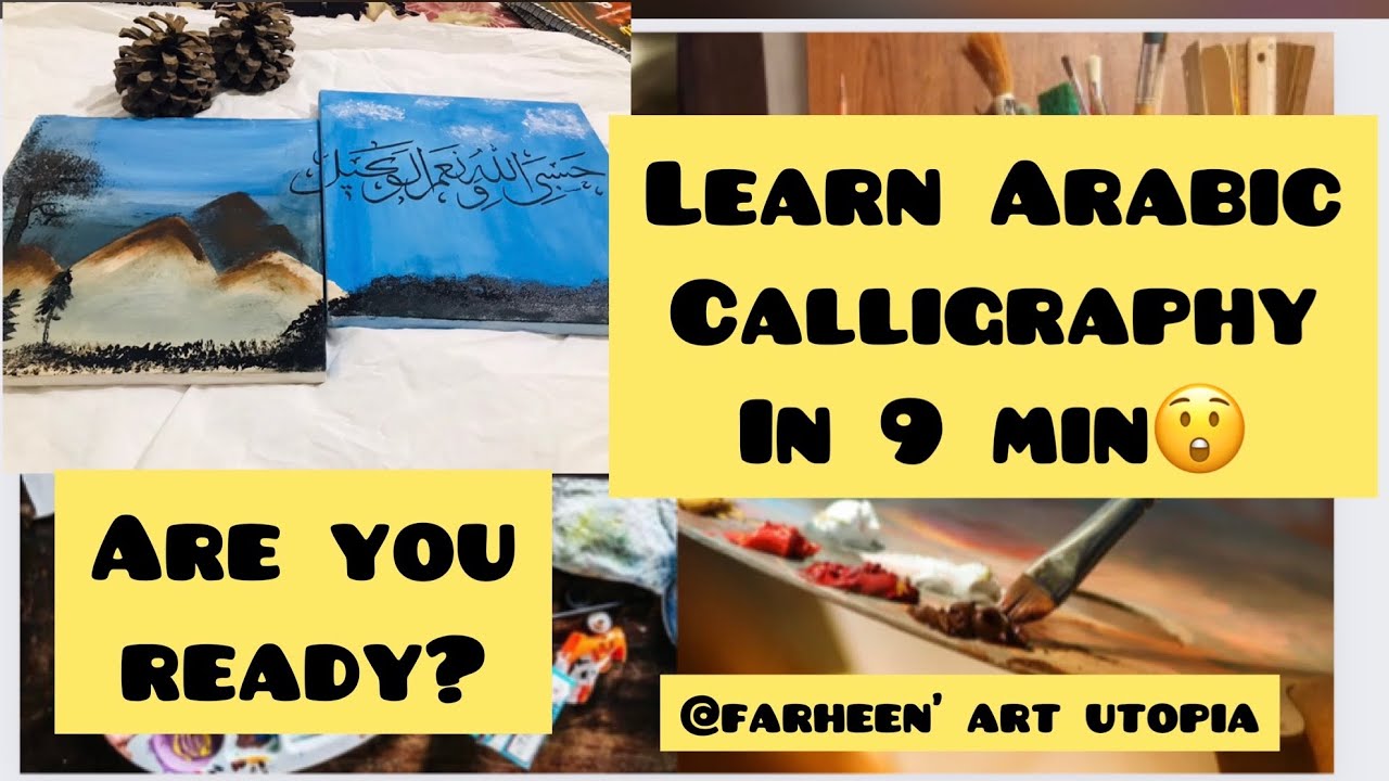 Learn Arabic Calligraphy in 8 min || calligraphy on canvas || Farheen’s ...