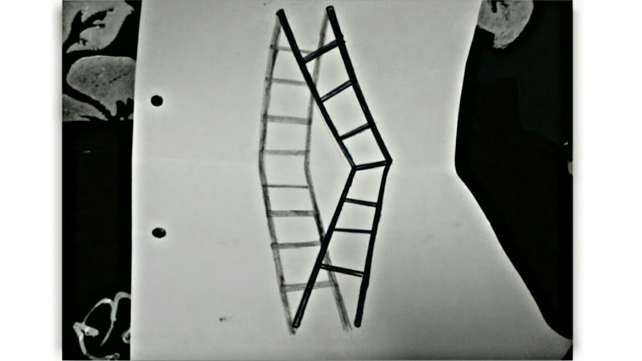 Very Easy 3D ladder drawing !!!3D ladder art How to draw 3D ladder ...