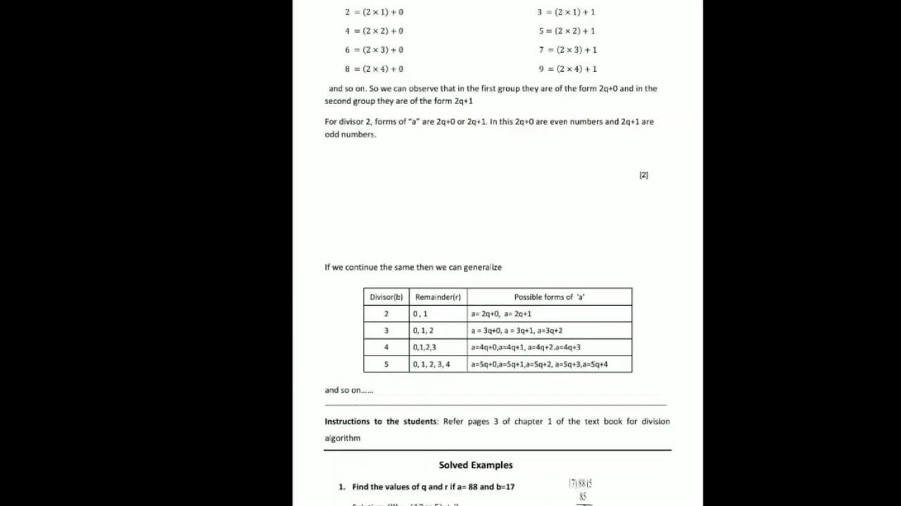 EUCLID DIVISION ALGORITHM X MATHS - YouTube