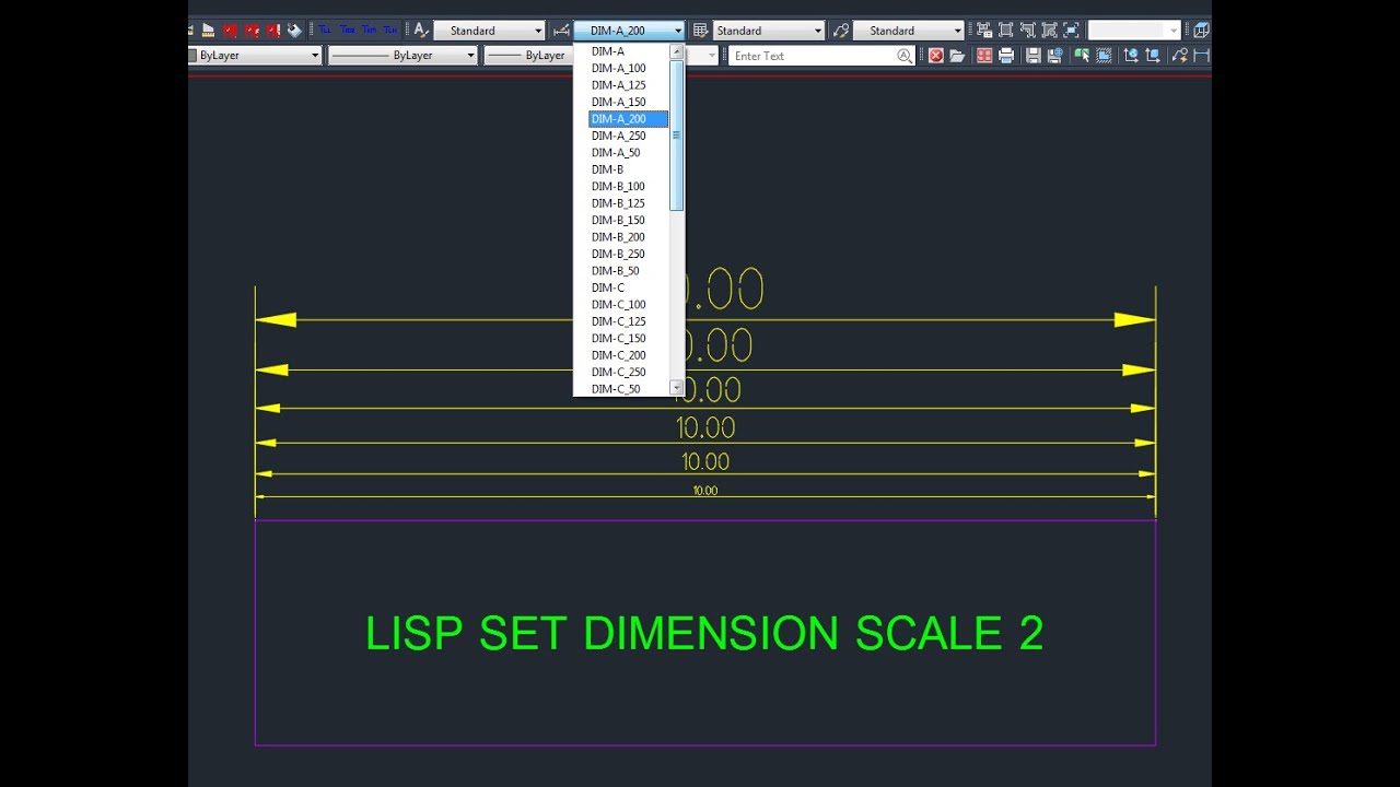 LISP SET DIMENSION SCALE 2 - YouTube