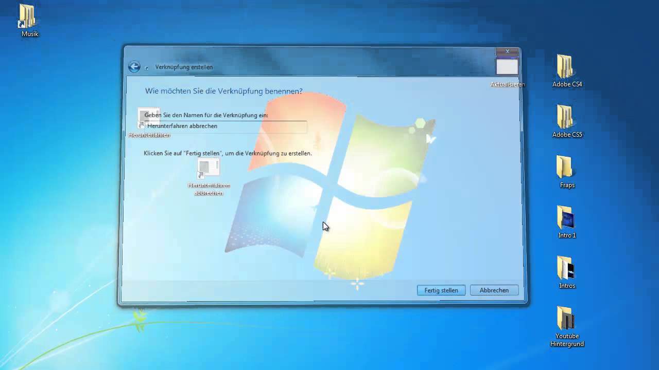 Shutdown.exe erstellen !!! - YouTube