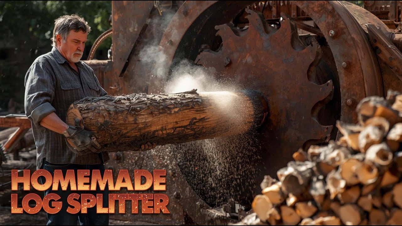 Dangerous Homemade Log Splitter – DIY Wood Chopper & Splitter! - YouTube