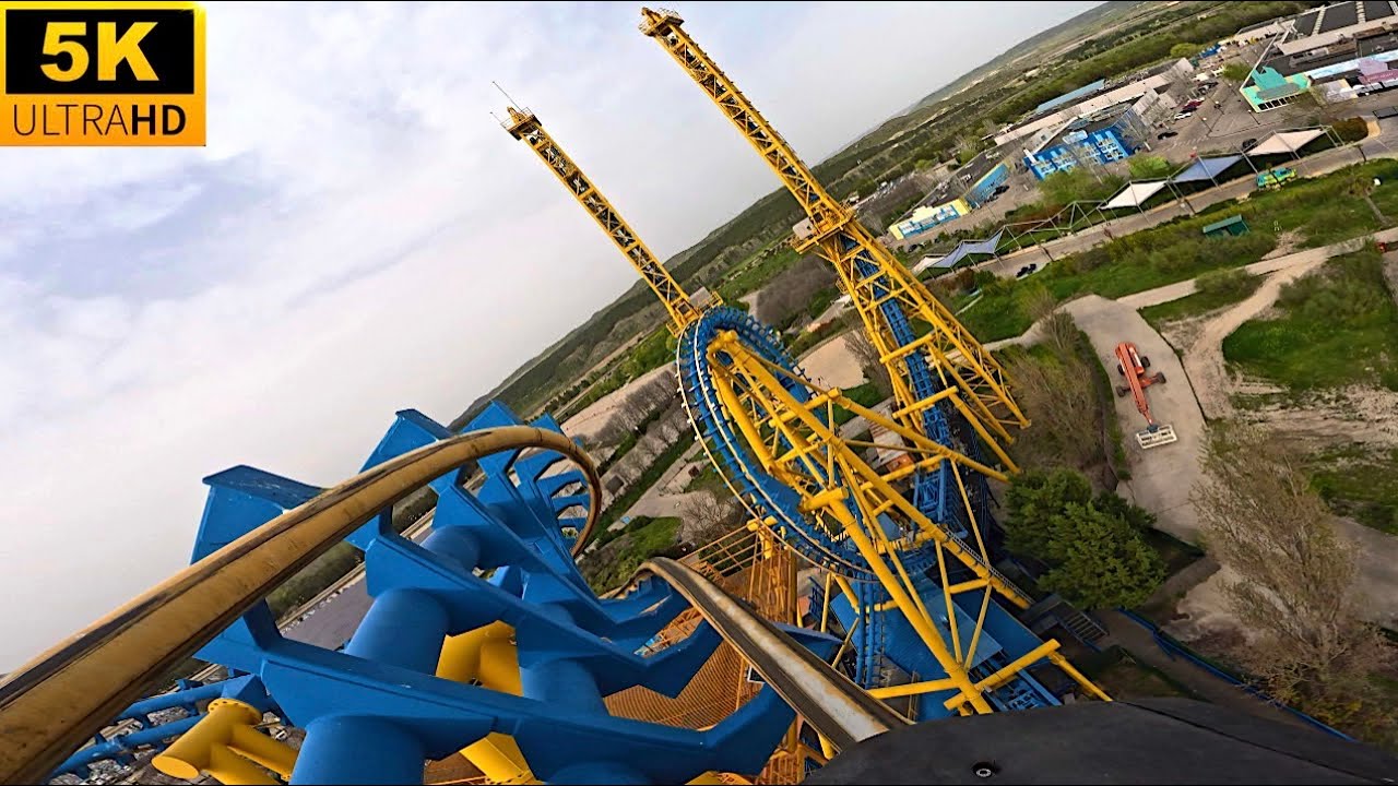 Stunt Fall POV 5K GIANT INVERTED BOOMERANG Parque Warner Madrid, Spain ...