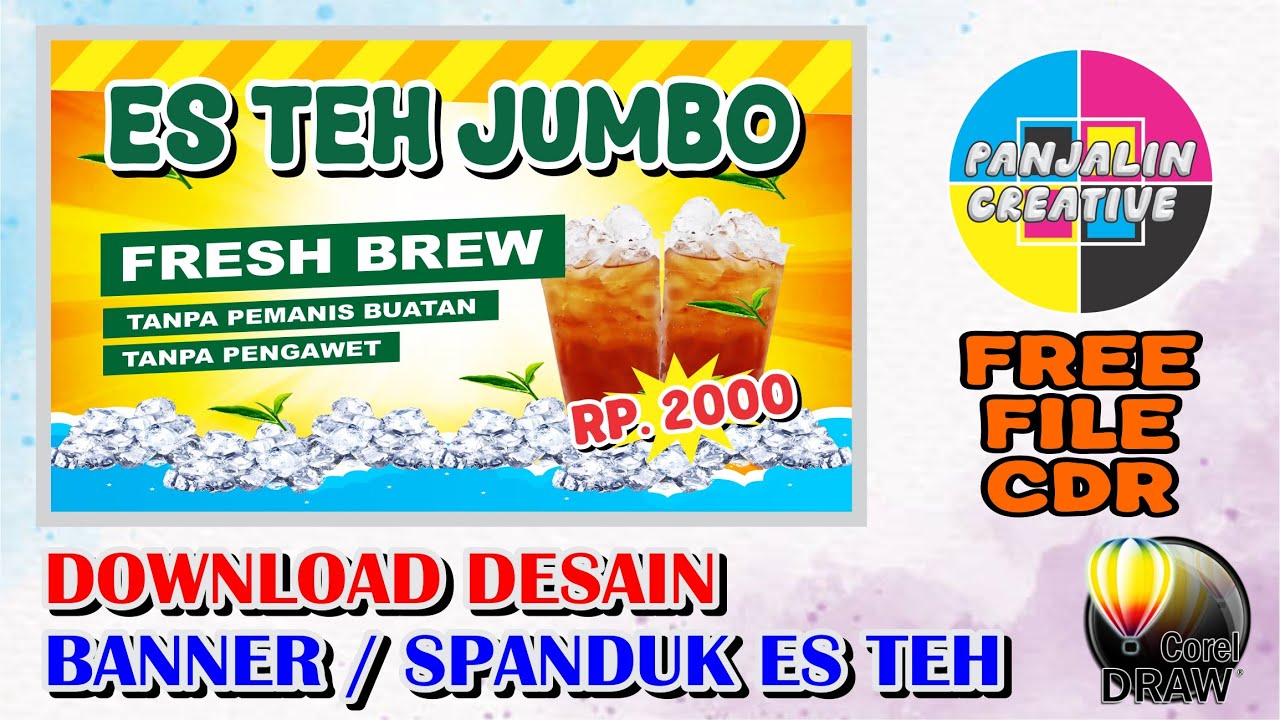DESAIN BANNER ES TEH FREE FILE CDR - YouTube