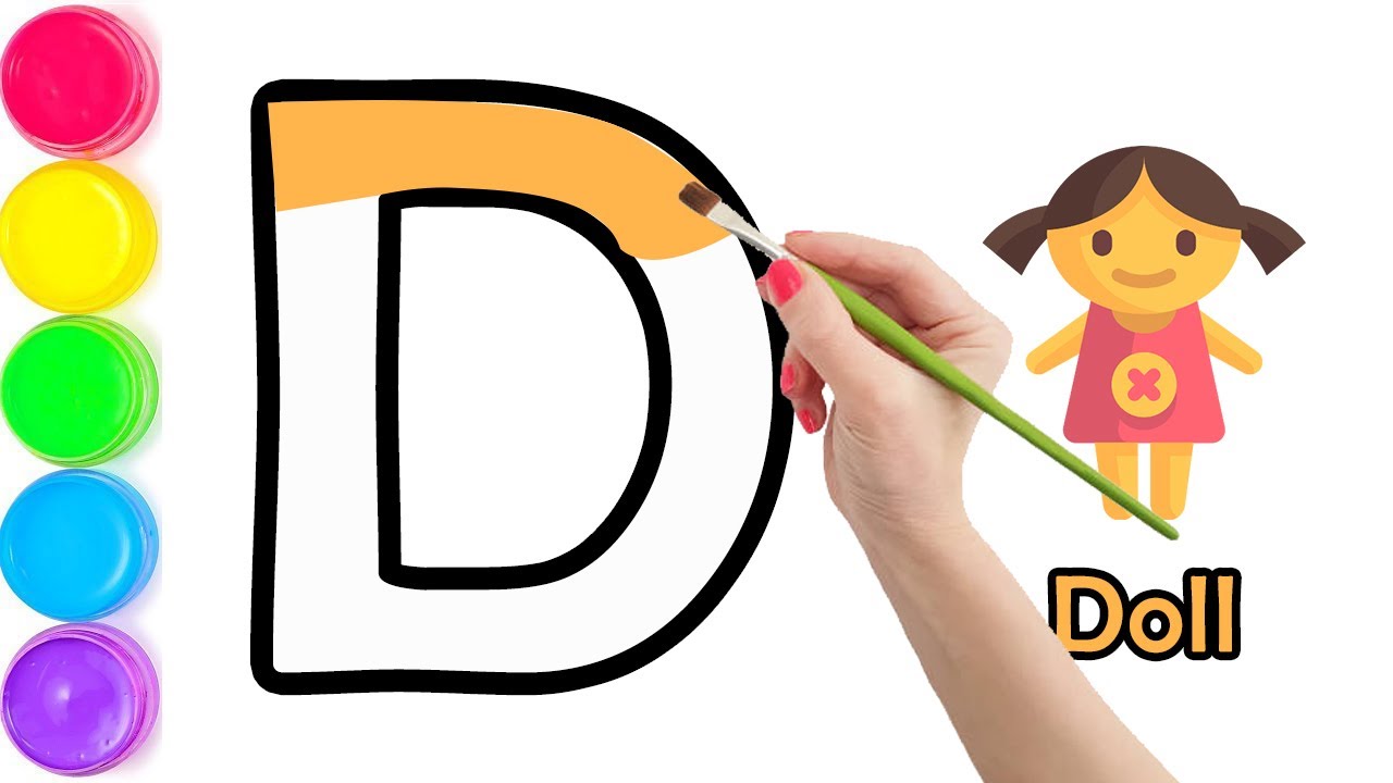 D for Dog , Duck | ABCD | Alphabets| D letter Drawing with Vocabulary ...
