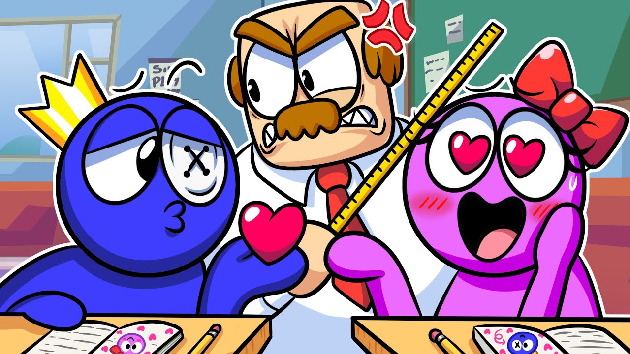 BLUE Vs BARRYS At SCHOOL!? Rainbow Friends Great School Animation - YouTube