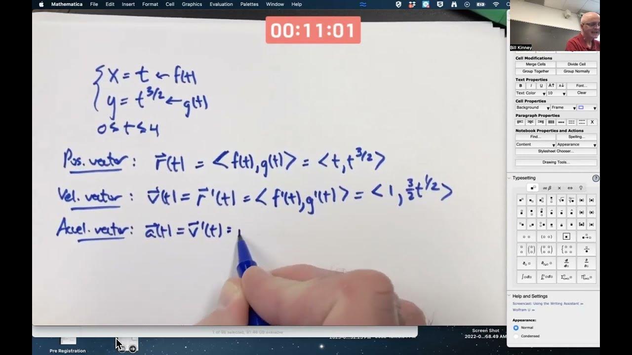 Model Planar Motion: Parametric Equations x=t, y=t^(3/2) (Position, Velocity, Acceleration ...