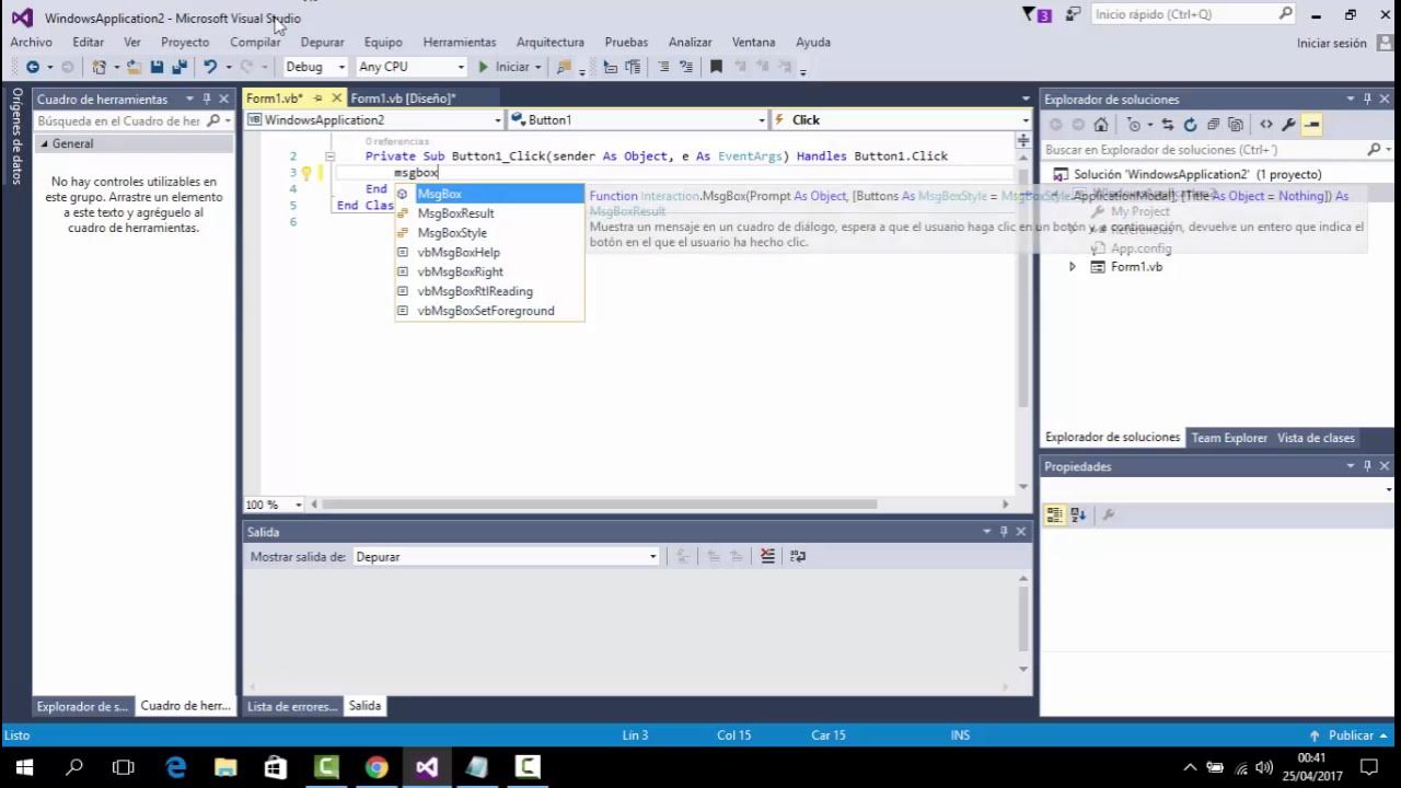 Msgbox en Visual .NET Visual Studio 2015 (Principiantes) - YouTube