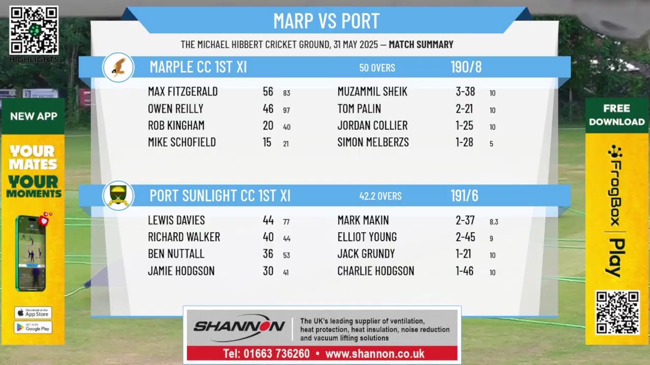 Marple CC 1st XI v Port Sunlight CC 1st XI - YouTube
