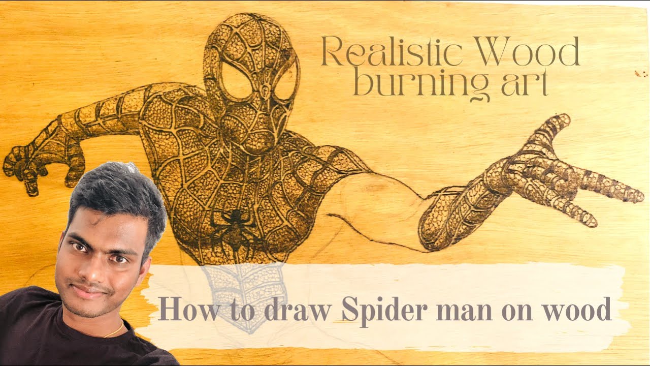 How to draw Spider man on wood | wood burning art - YouTube