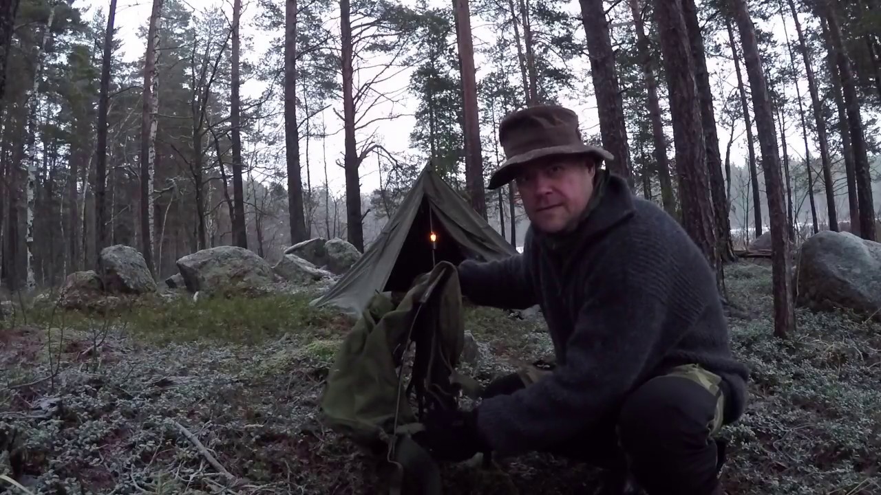 A night in Polish Army Poncho Lavvu Tent - YouTube