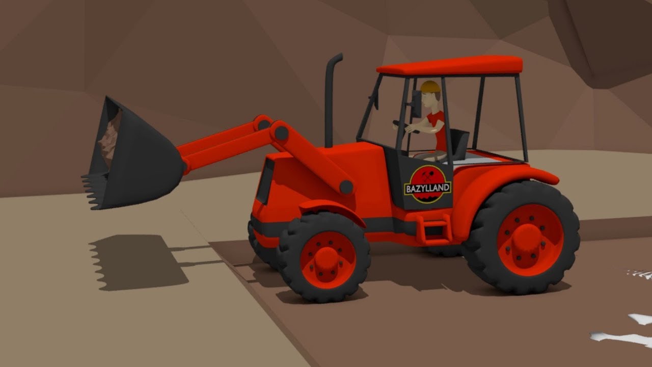 Red Excavator and Dump Truck and Backhoe loader | Machines - Cartoon ...