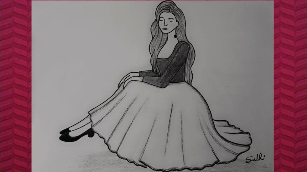 How to Draw a Easy Girl Sitting, Girl Drawing, pencil sketch for ...