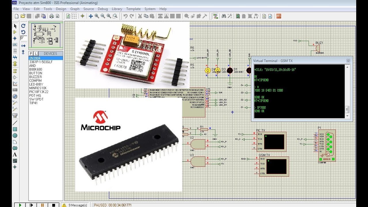 Como manejar un modulo gsm sim800 con pic18f4550 - YouTube
