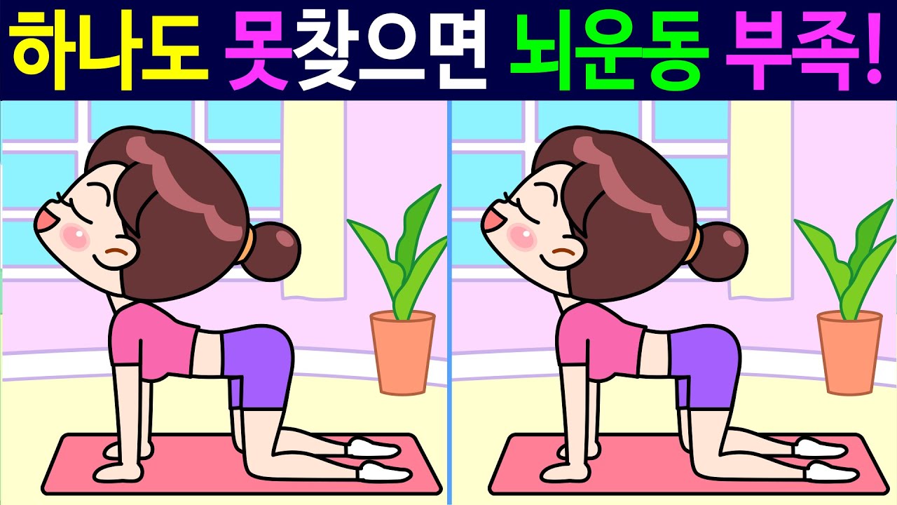 【틀린그림찾기두뇌개발】💚즐거운 집중력 훈련 인지능력 테스트 치매시작 60대는 절대 못찾는 차이점 3개 찾기 Find