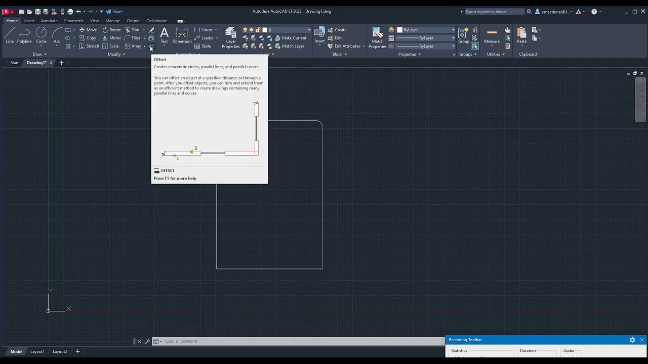 Basic CAD Tools - Part 3 - Offsets, More OSNAPS - YouTube