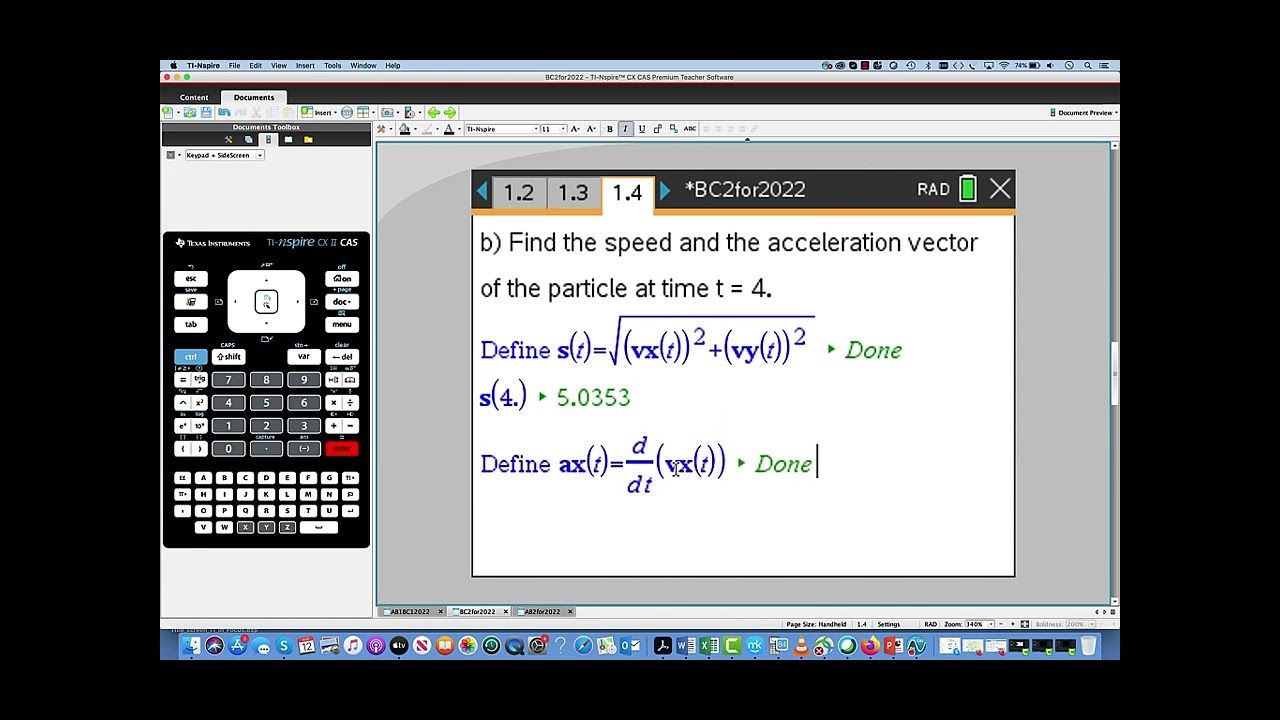 Particle Motion in the Plane on the TI-Nspire™ CX Graphing Calculator ...