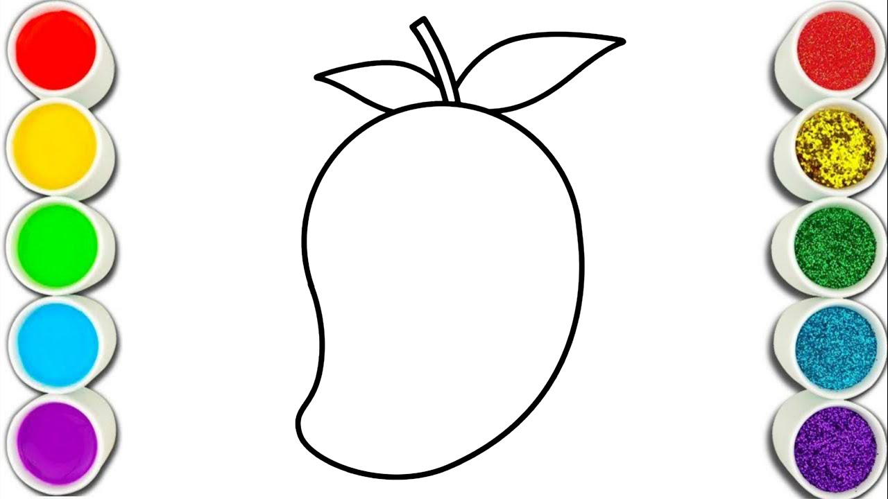 How To Drawing Mango 🥭 Easy Drawing, Painting & Coloring For Kids and ...