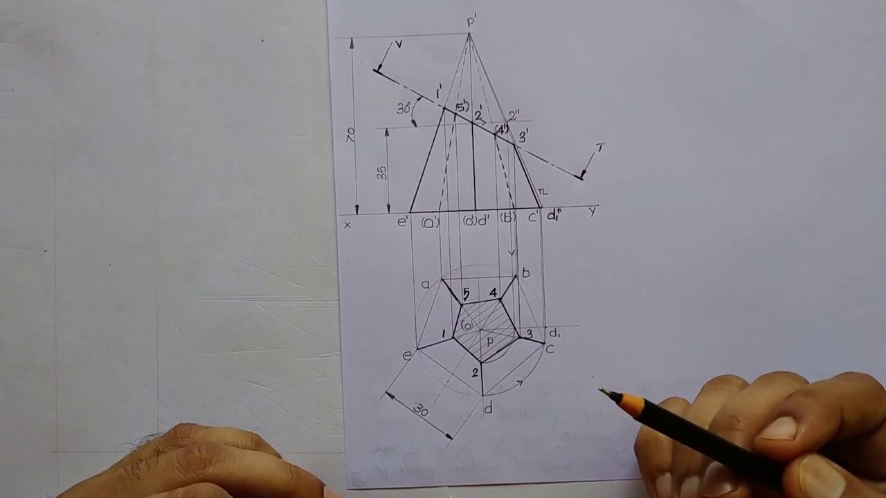 Problem 3.25 KTU-Engineering Graphics-Module-3; Section & Development ...