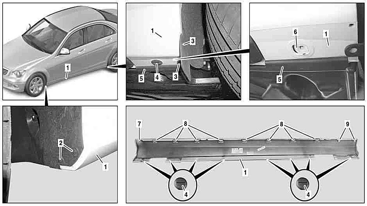 Remove/install longitudinal member paneling (C-Class) W204 - YouTube