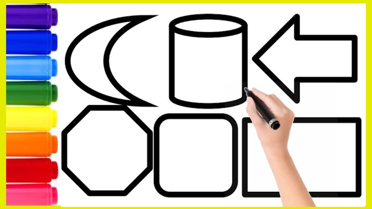 2D shapes drawing for kids🌈🌙Coloring rainbow shapes🌈 - YouTube