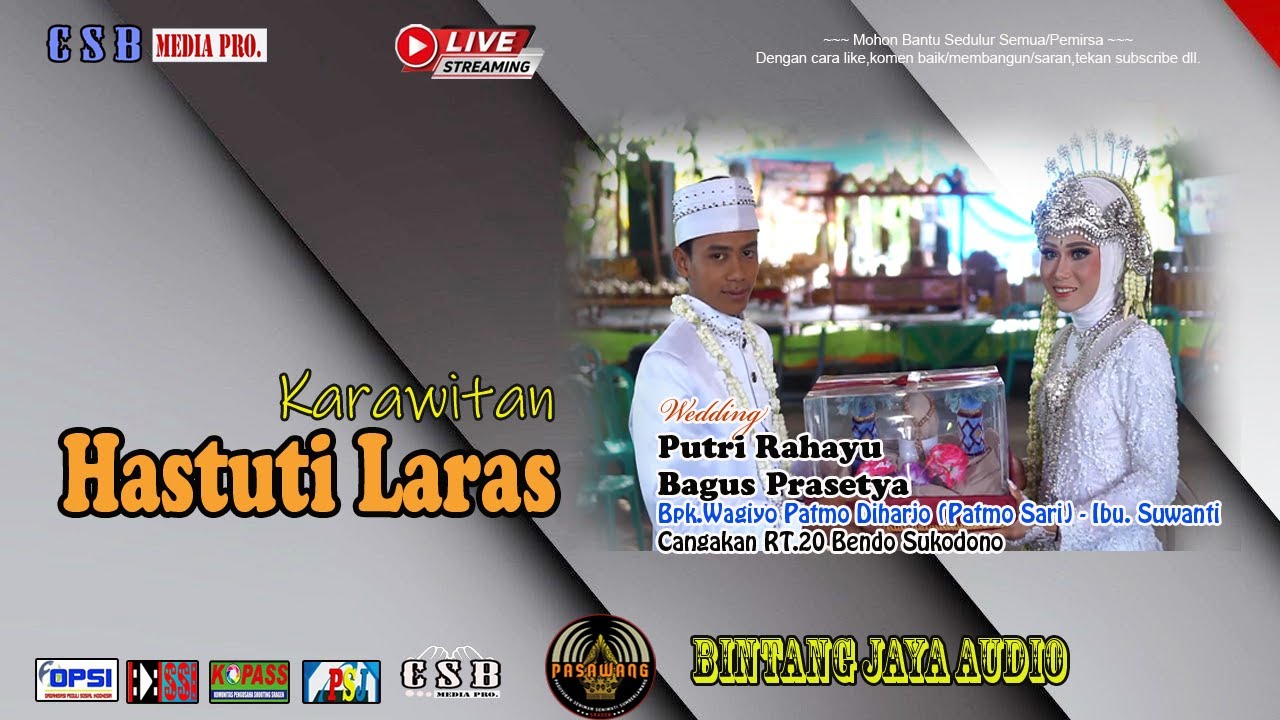 🔵Karawitan Hastuti Laras || Bintang Jaya Audio || Wedding Putri-Bagus ...
