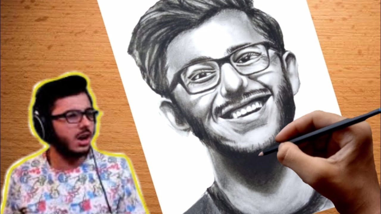 Carryminati Drawing|| Pencil sketch step by step|| @CarryMinati Drawing ...