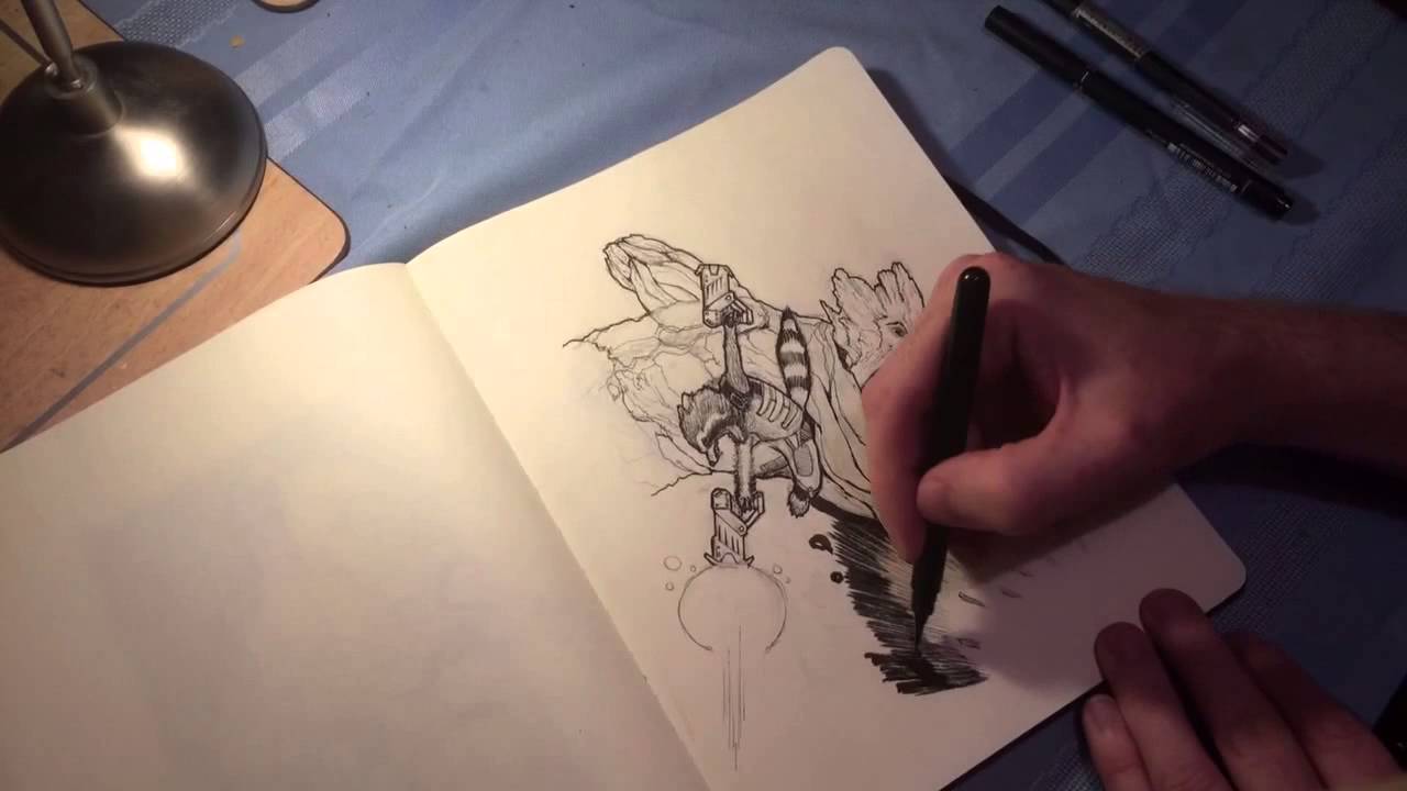 Rocket and Groot - Inking - YouTube