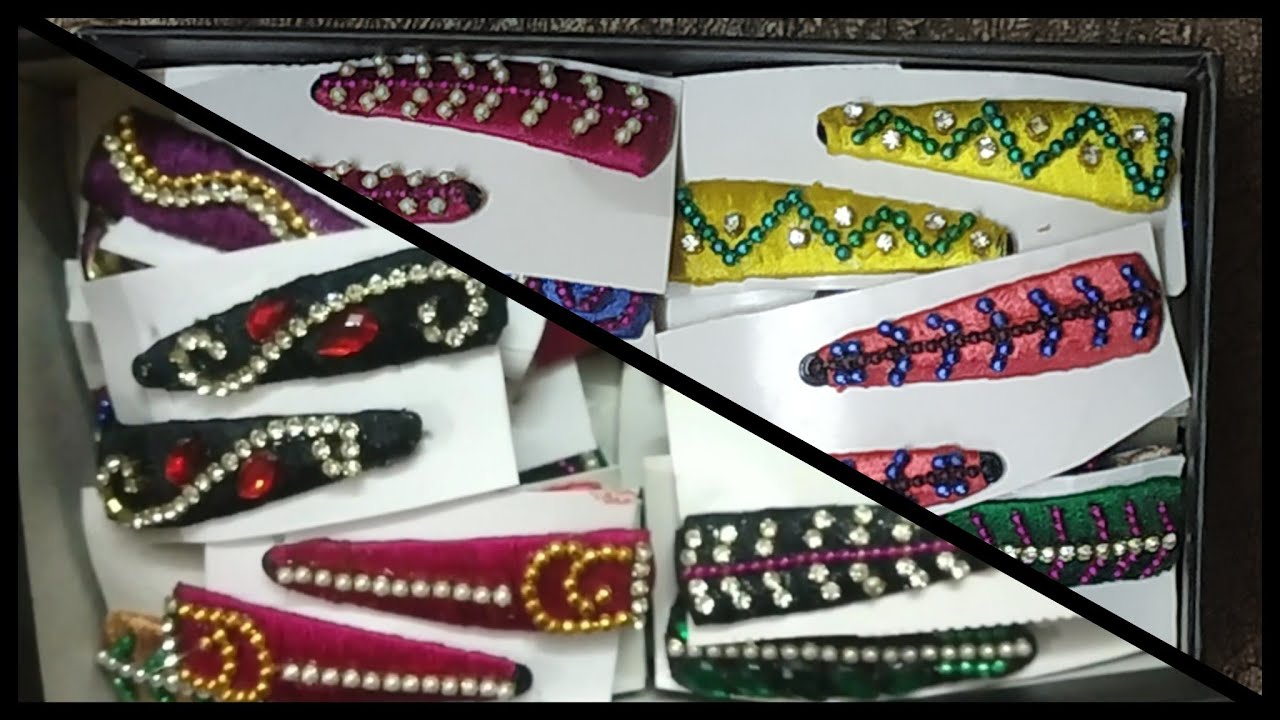 My own creative handmade thread work designer hair clips that goes with ...