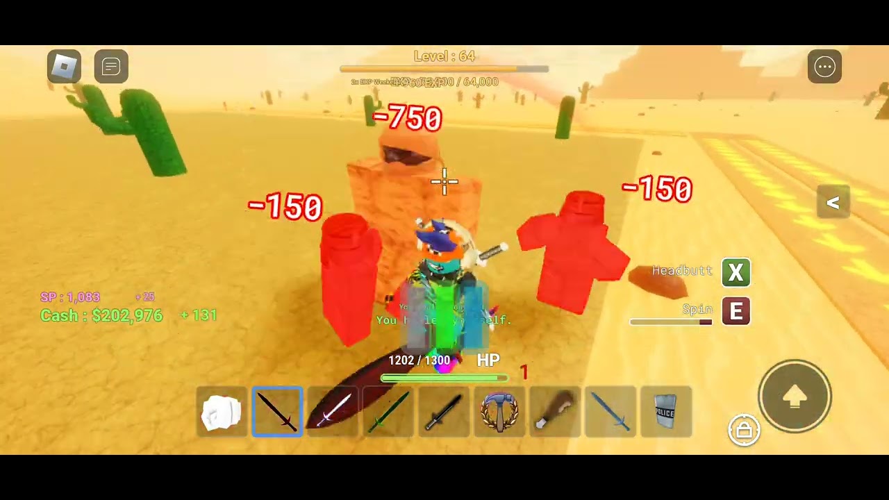 beat the Robloxians again but this time I have headbutt helmet - YouTube