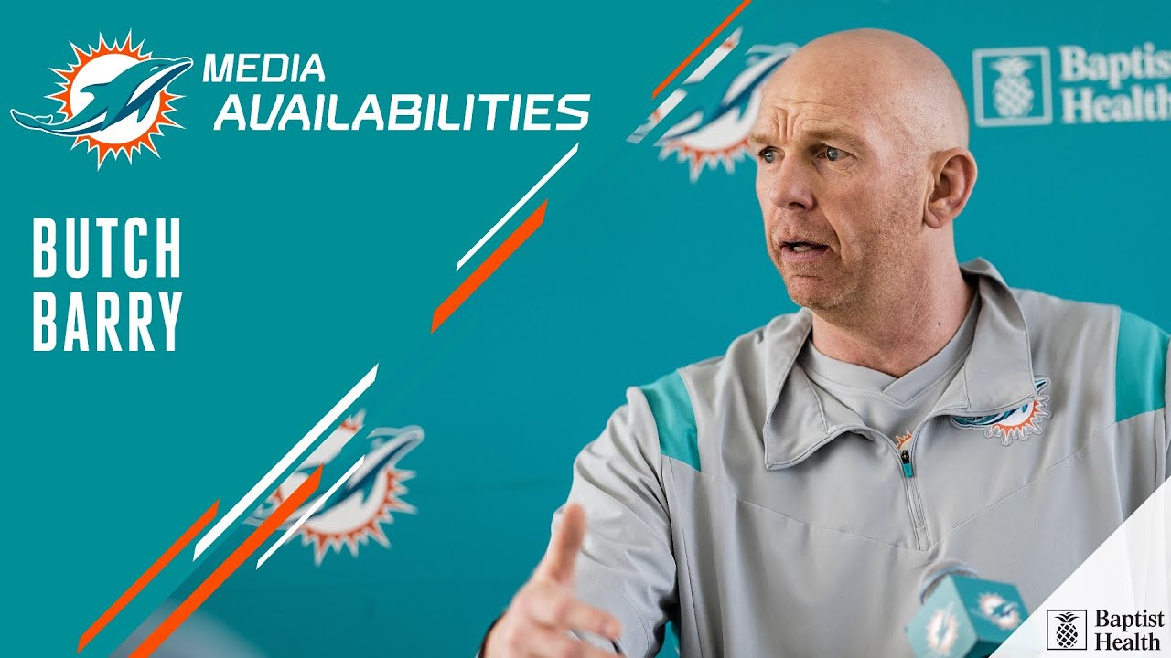 OL Coach Butch Barry meets with the media | Miami Dolphins - YouTube